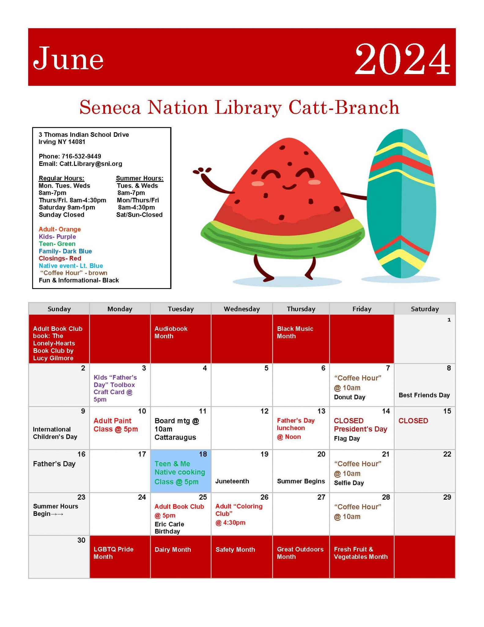Cattaraugus Library June Patron Calendar - SNI