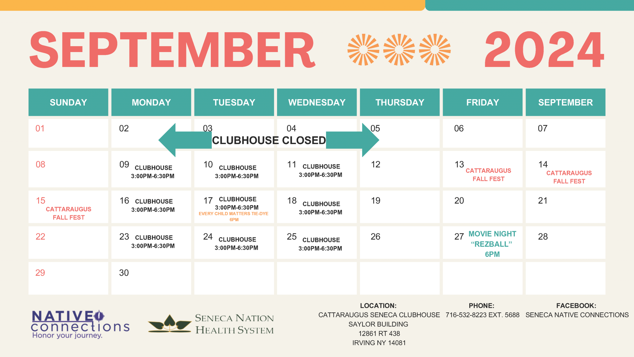 Cattaraugus Seneca Clubhouse Calendar - September - SNI